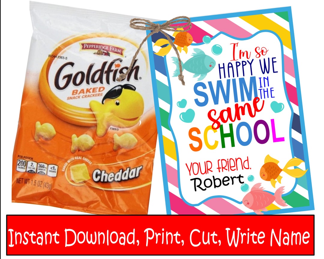 Goldfish Valentine's Day Cards - Printable - Instant Download Print at ...
