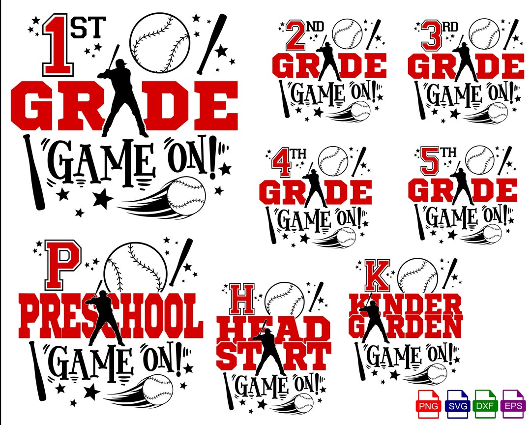 Back to School Bundle SVG Baseball Game on First Day of School Kids Cut ...