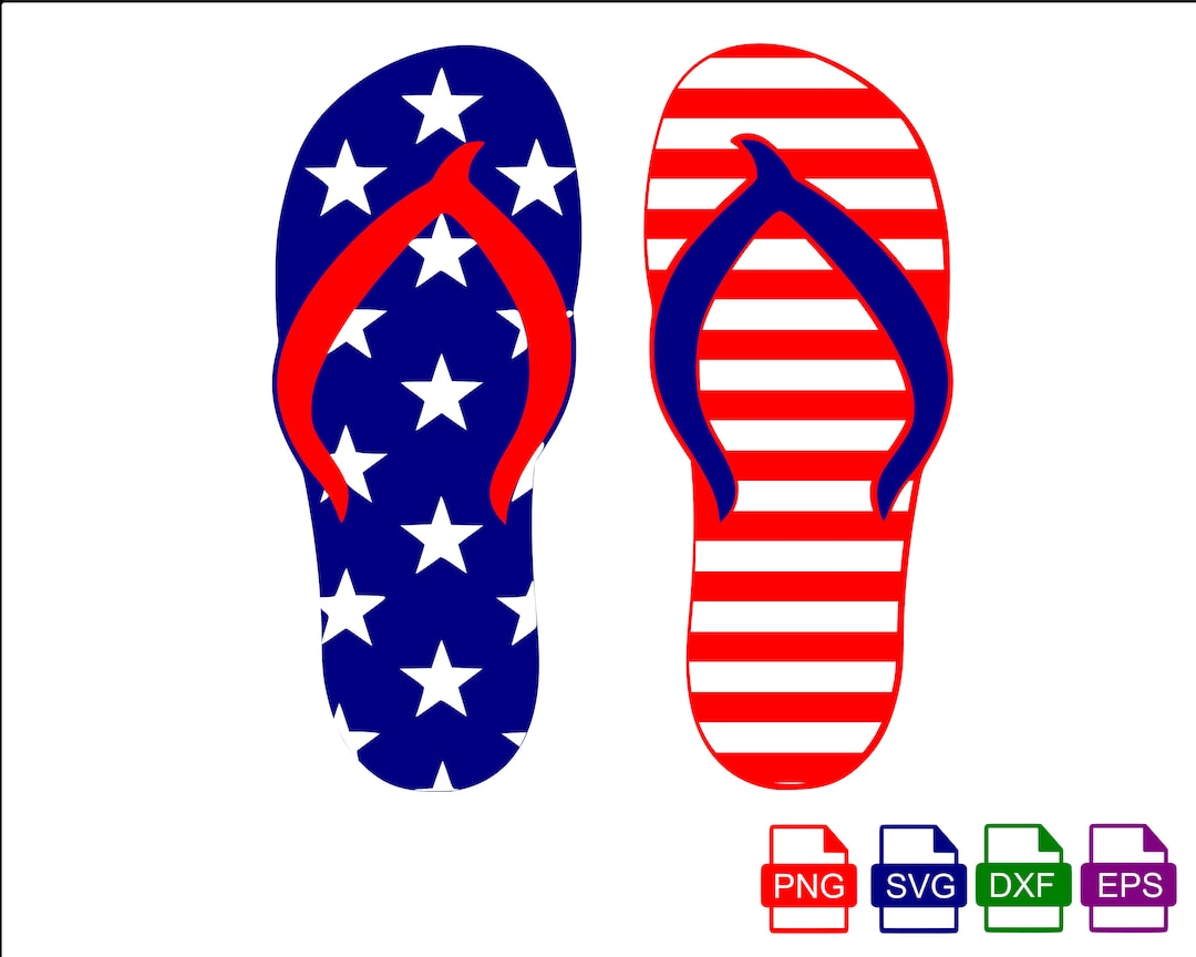 Patriotic Flip Flops SVG and PNG Files, 4th of July Flip Flops, 4th of ...