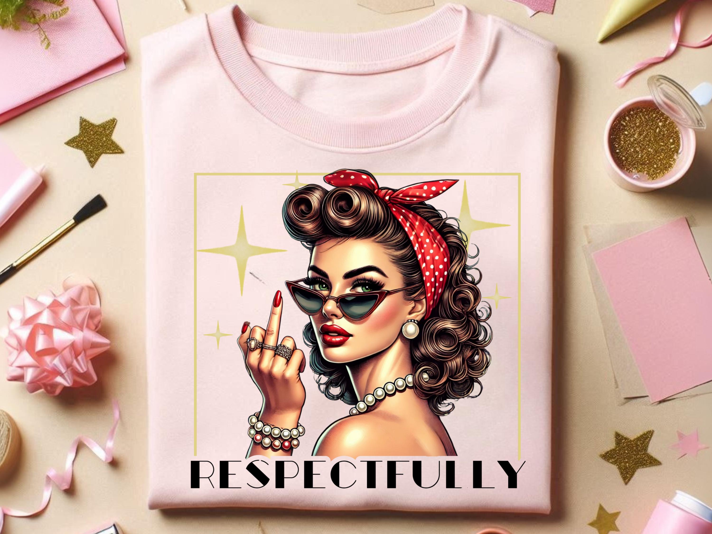 Respectfully Retro Chic PNG, Pop Art Feminist Sublimation, Empowered ...