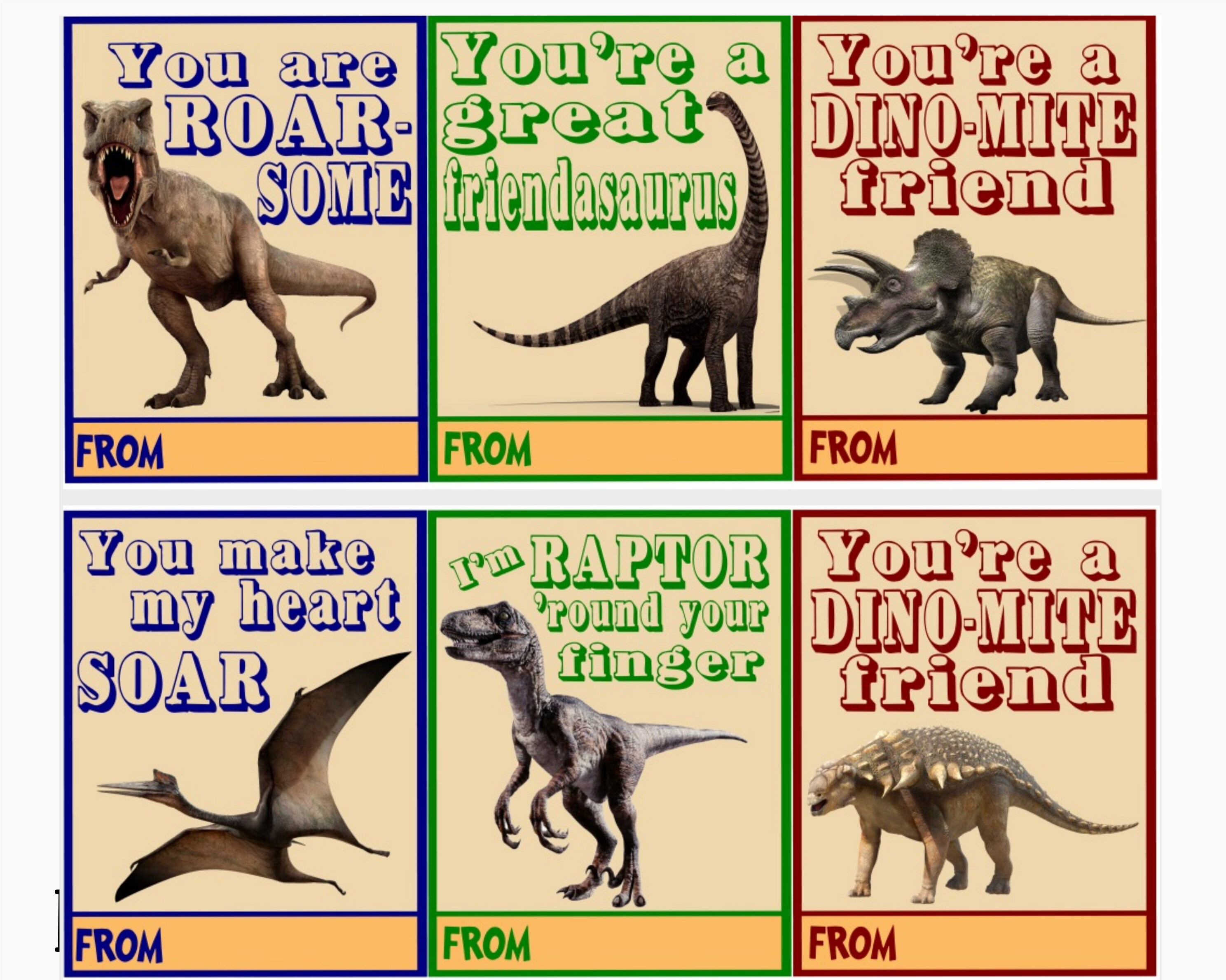Dinosaur Valentine's Day Cards Printable Instant - Etsy