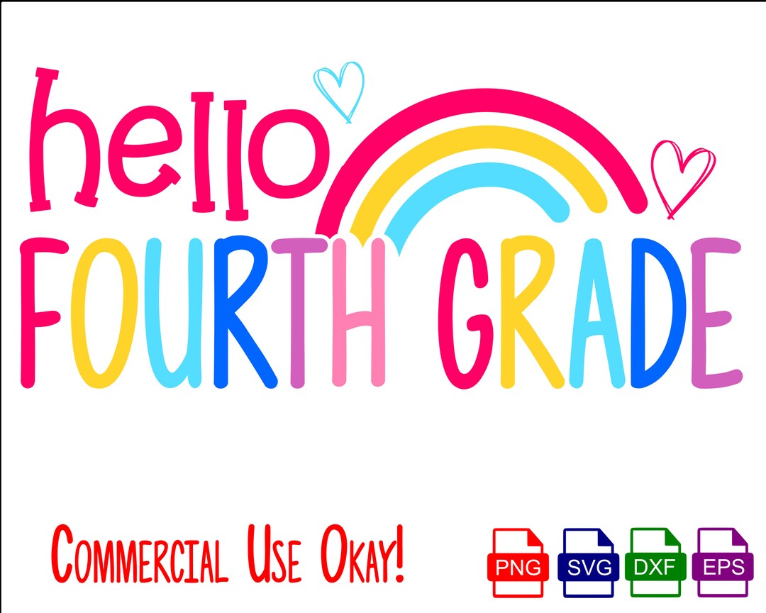 Hello 4th Grade SVG, SVG Cut File, Fourth Grade Svg, Back to School Svg ...