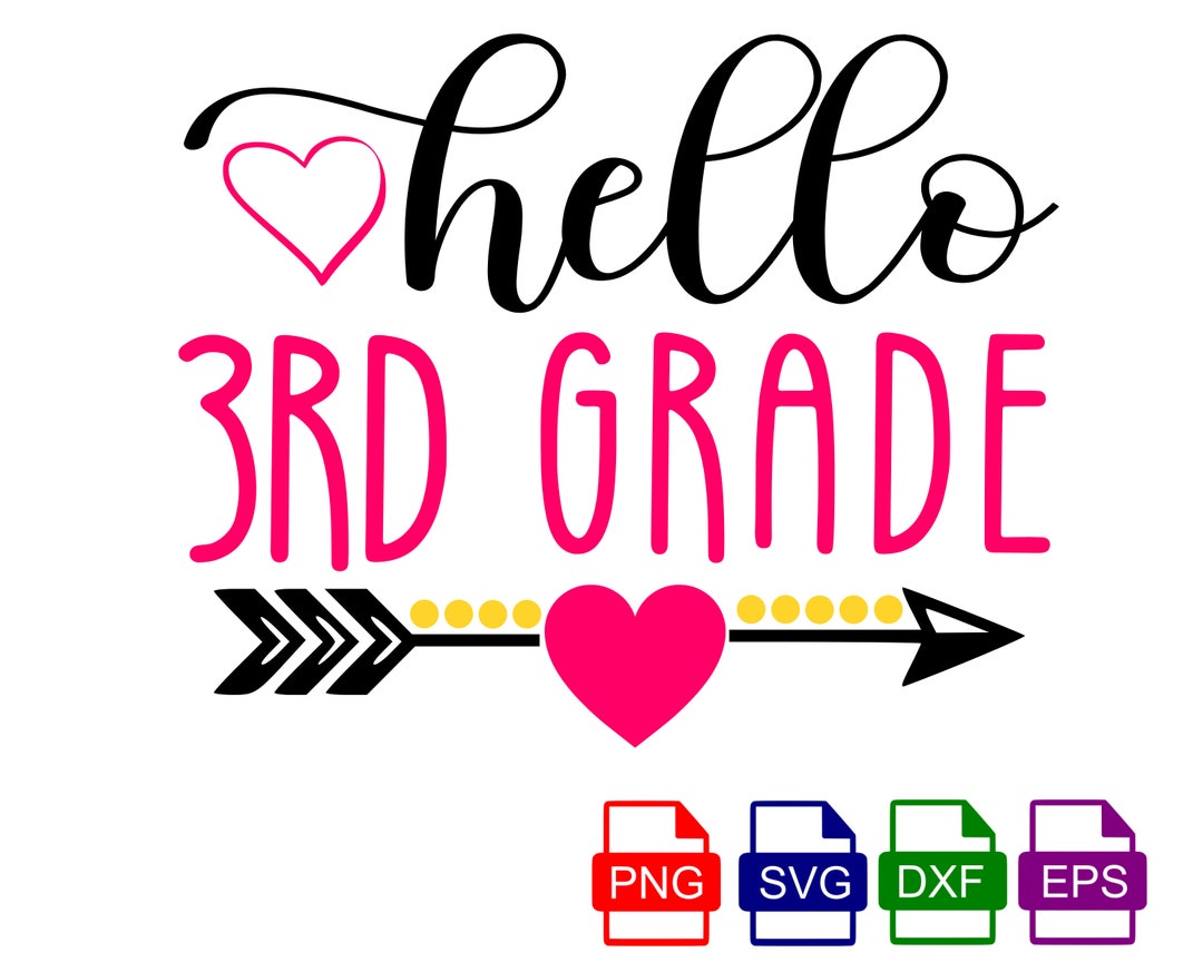 Hello 3rd Grade SVG, SVG Cut File, Third Grade Svg, Back to School Svg ...