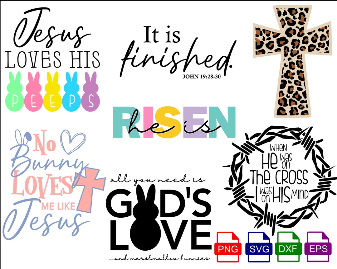 Christian Easter Bundle of 7 Designs, Religious Easter SVG, DXF, Eps ...
