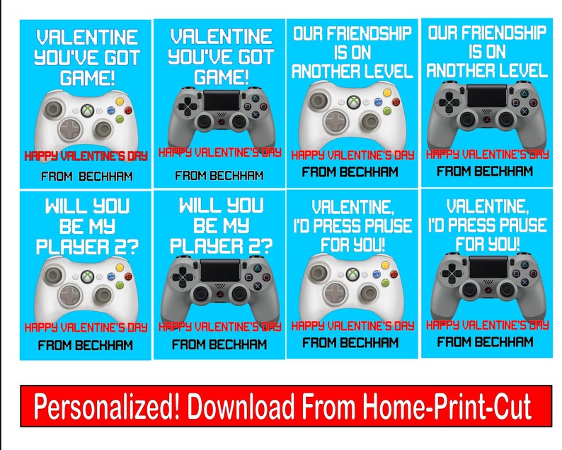 Customized Gamer Valentine's Day Cards Printable Print - Etsy