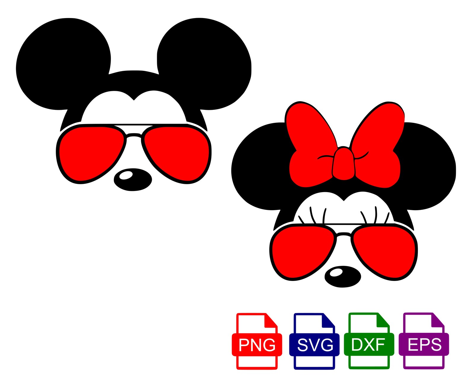 Mickey and Minnie With Sunglasses SVG Bundle Mickey Mouse - Etsy