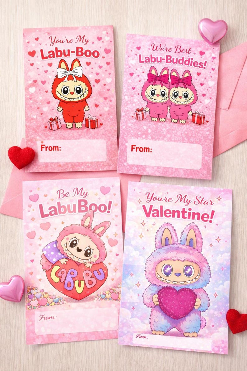 Labu Monsters Valentine's Day Cards, Printable Kids Valentine Cards ...