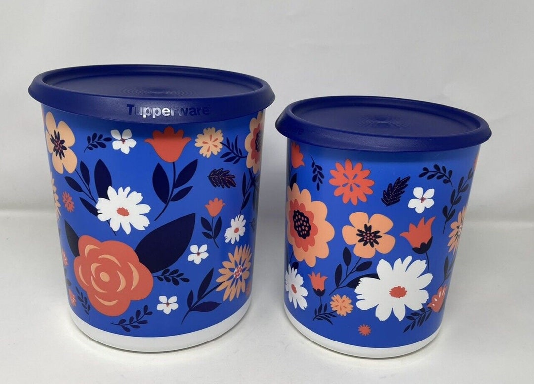 Tupperware One Touch Canisters Set of 2 in Flower Blue - Etsy