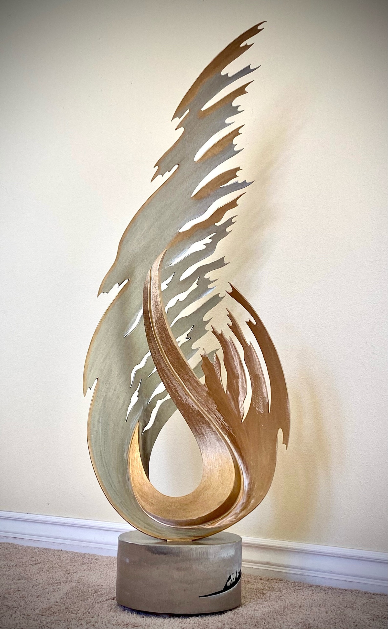 John Richen Large Modern Sculpture Steel and Bronze 53” Circa 1995 12/ ...