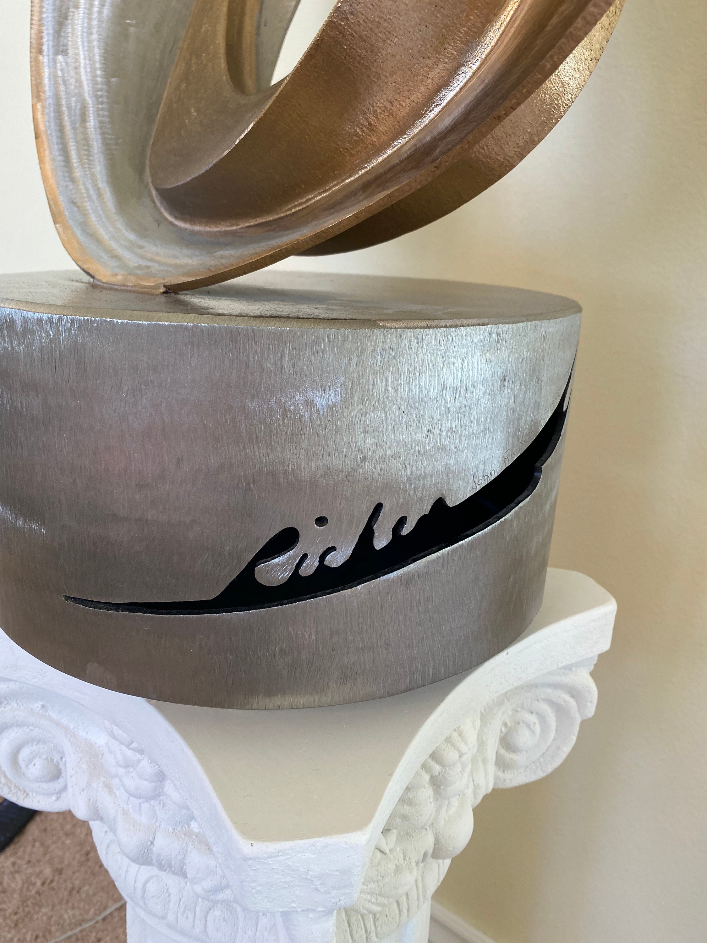 John Richen Large Modern Sculpture Steel and Bronze 53” Circa 1995 12/ ...