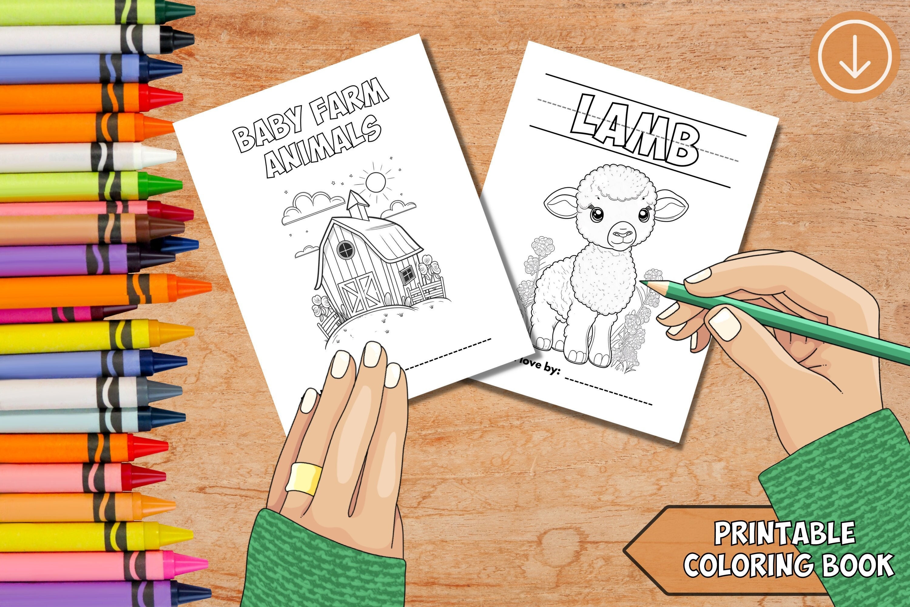 Baby Farm Animals Kids Coloring Book Kids Party Favors Coloring Page ...