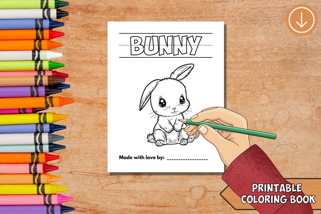 Bunny Coloring Page Kids Coloring Book Kids Party Favors - Etsy