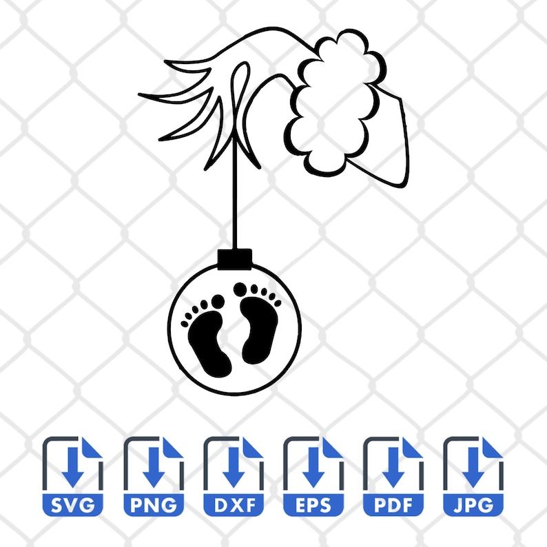 Grinch Hand Baby Feet - SVG, PNG, EPS, Dxf, Digital Cut File, Cricut ...