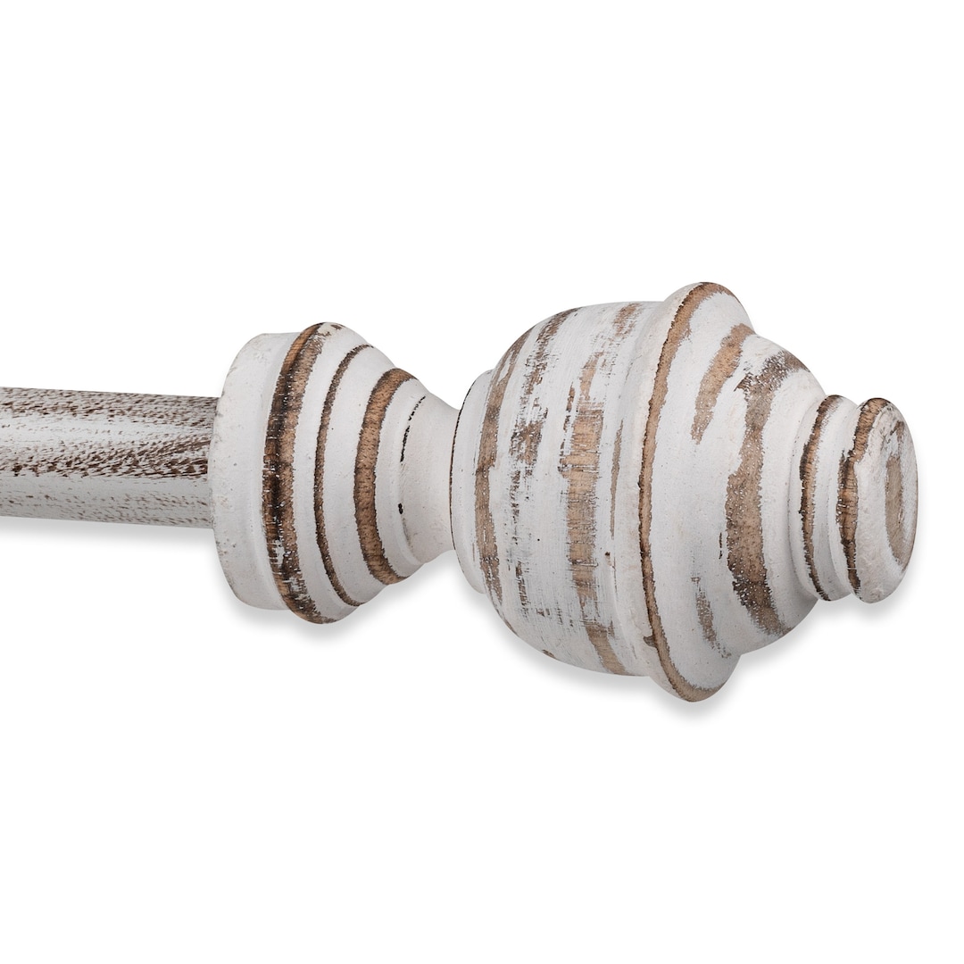 Cambridge Distressed Ivory White Farmhouse Rustic Curtain Rods 28"- 48 ...