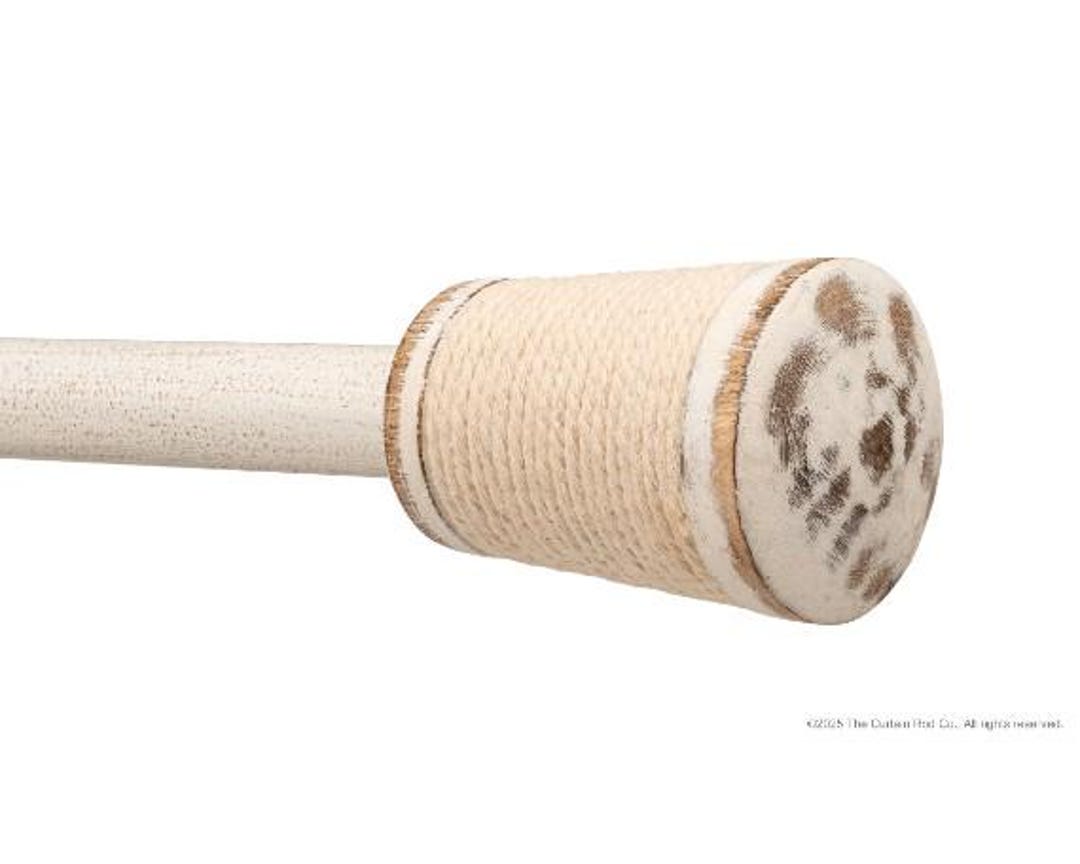 Micah Farmhouse Rustic Distressed White Rope Curtain Rod Set 28