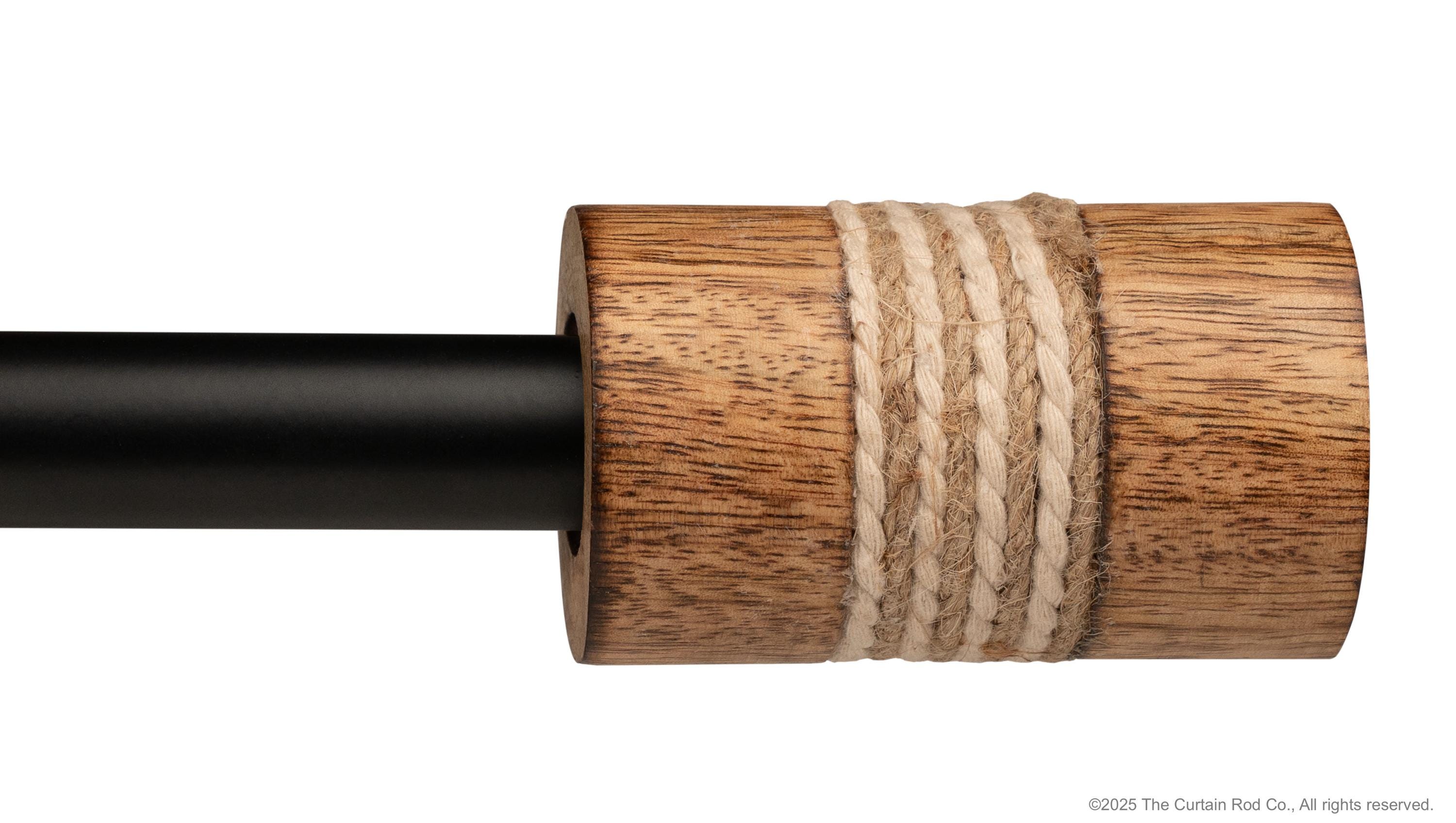 Dinah Modern Farmhouse Real Natural Wood W/ Rope Curtain Rod Set - Etsy