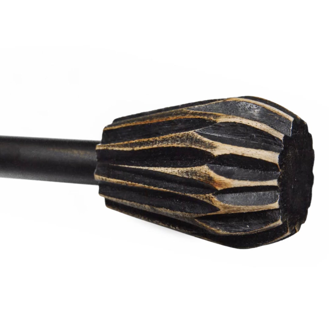 Modern Carved Fluted Distressed Black Farmhouse Curtain Rod 36" -72 ...