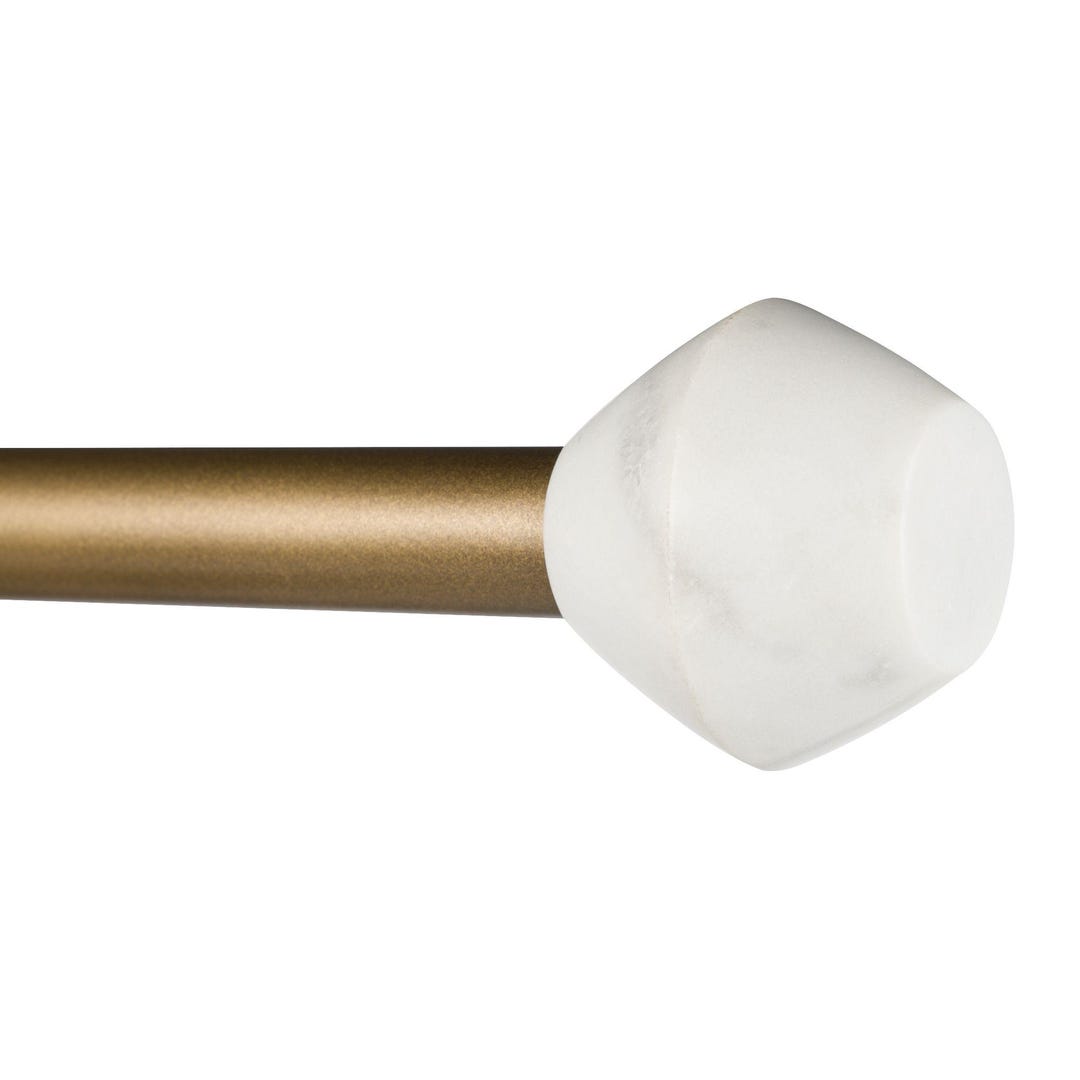 Modern Farmhouse Adjustable Curtain Rod With Marble Finial and Black or ...