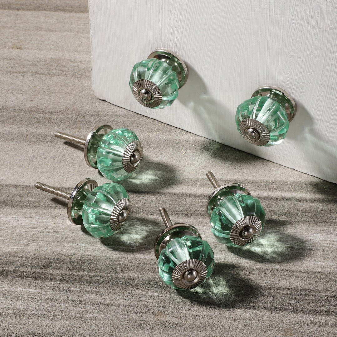 Classic Teal Glass Pull Knobs G20 Etsy 6943