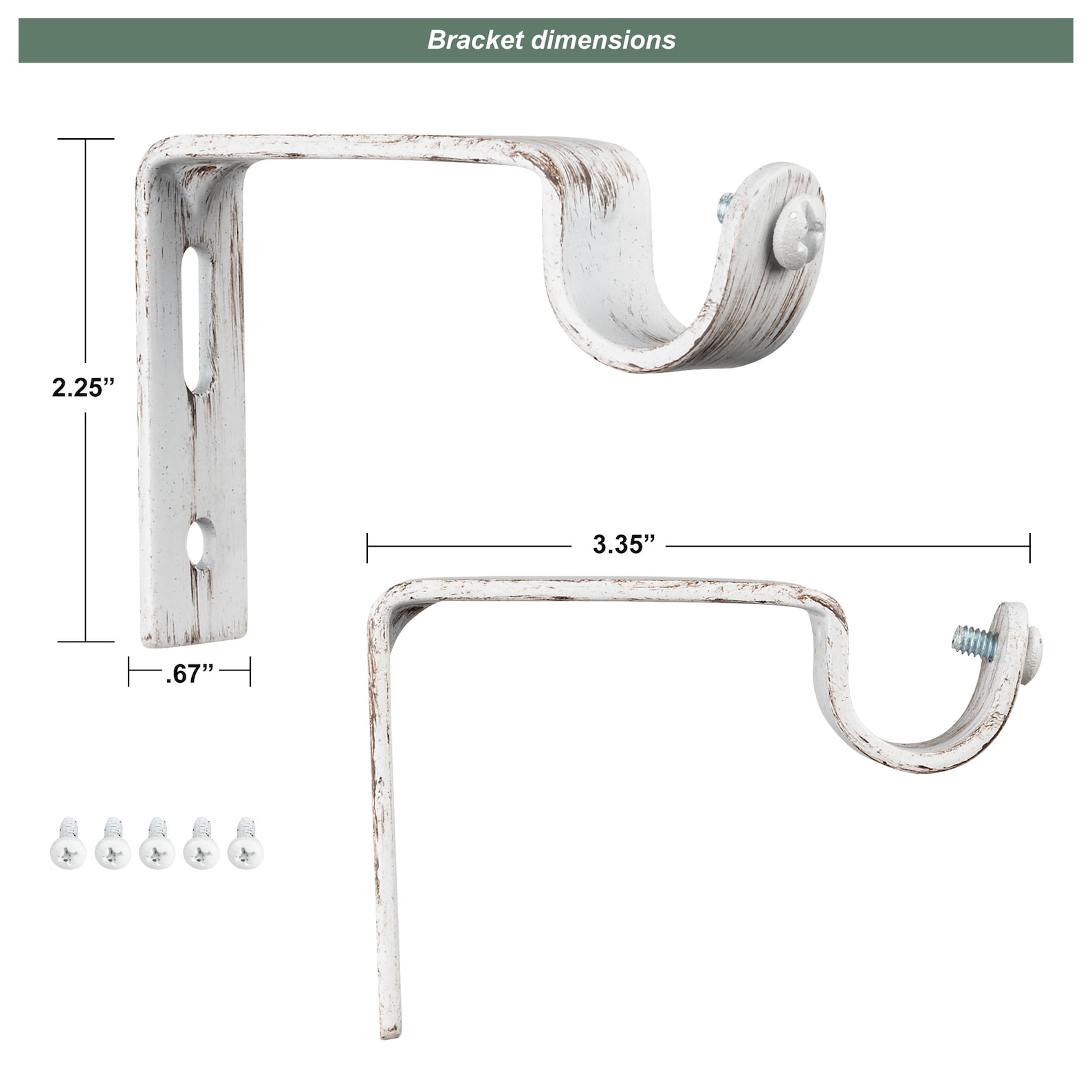 Cambridge Distressed Ivory White Farmhouse Rustic Curtain Rods 28"- 48 ...