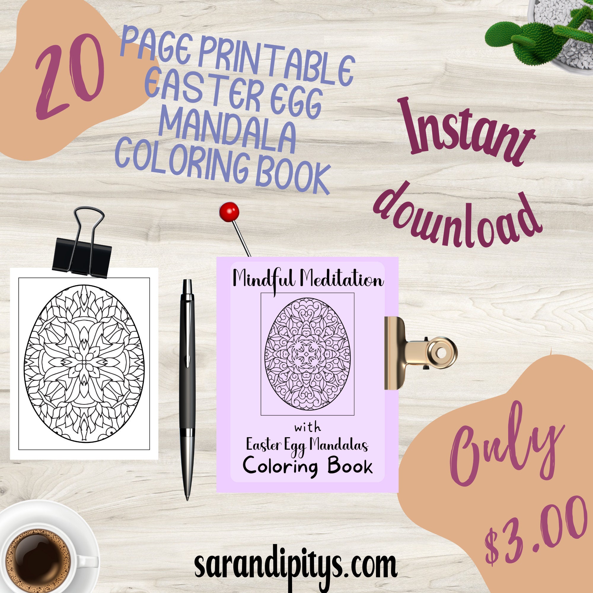 Seasonal Printable Easter Egg Coloring Pages Digital Download Book ...