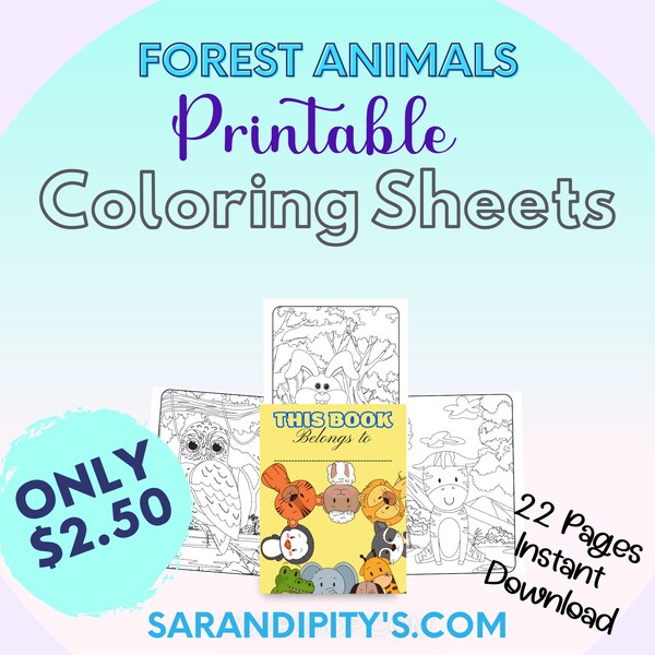 Enchanted Animals Coloring Book - Etsy