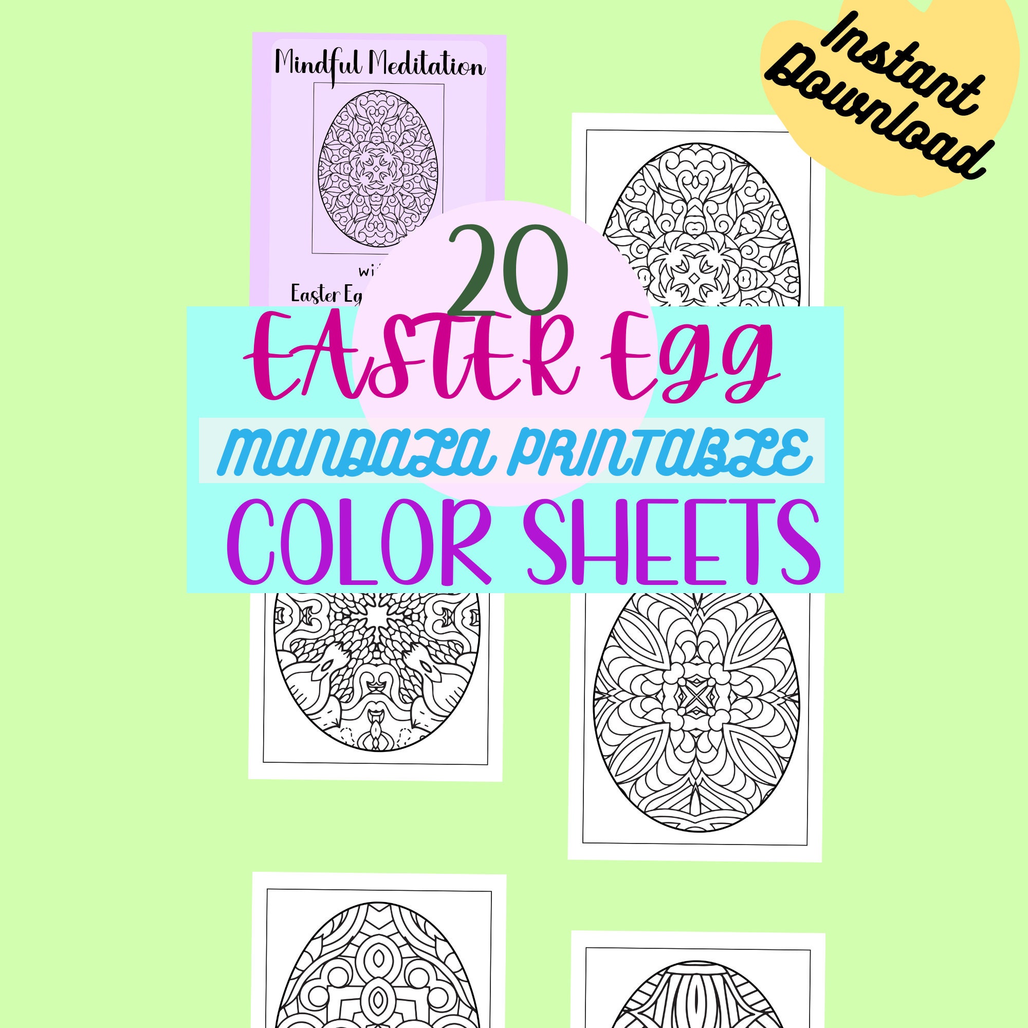Seasonal Printable Easter Egg Coloring Pages Digital Download Book ...