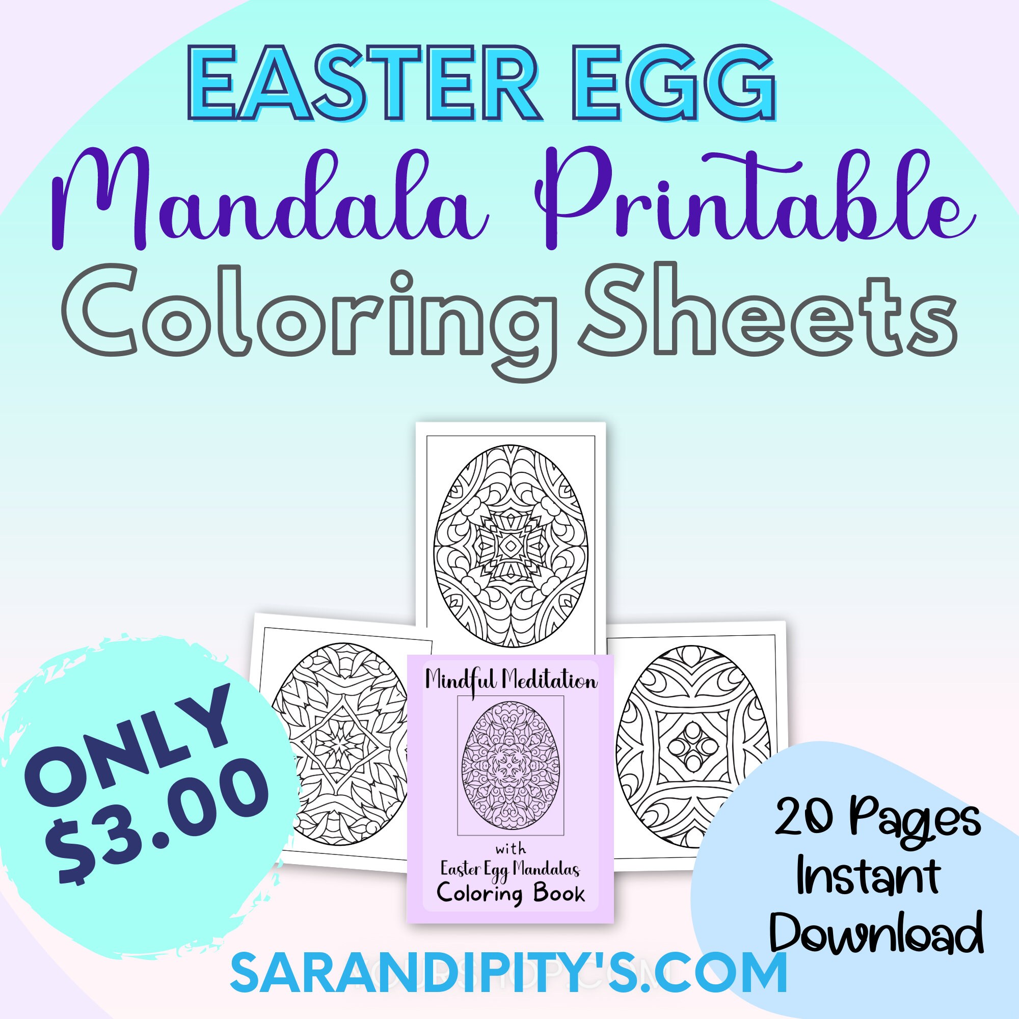 Seasonal Printable Easter Egg Coloring Pages Digital Download Book ...
