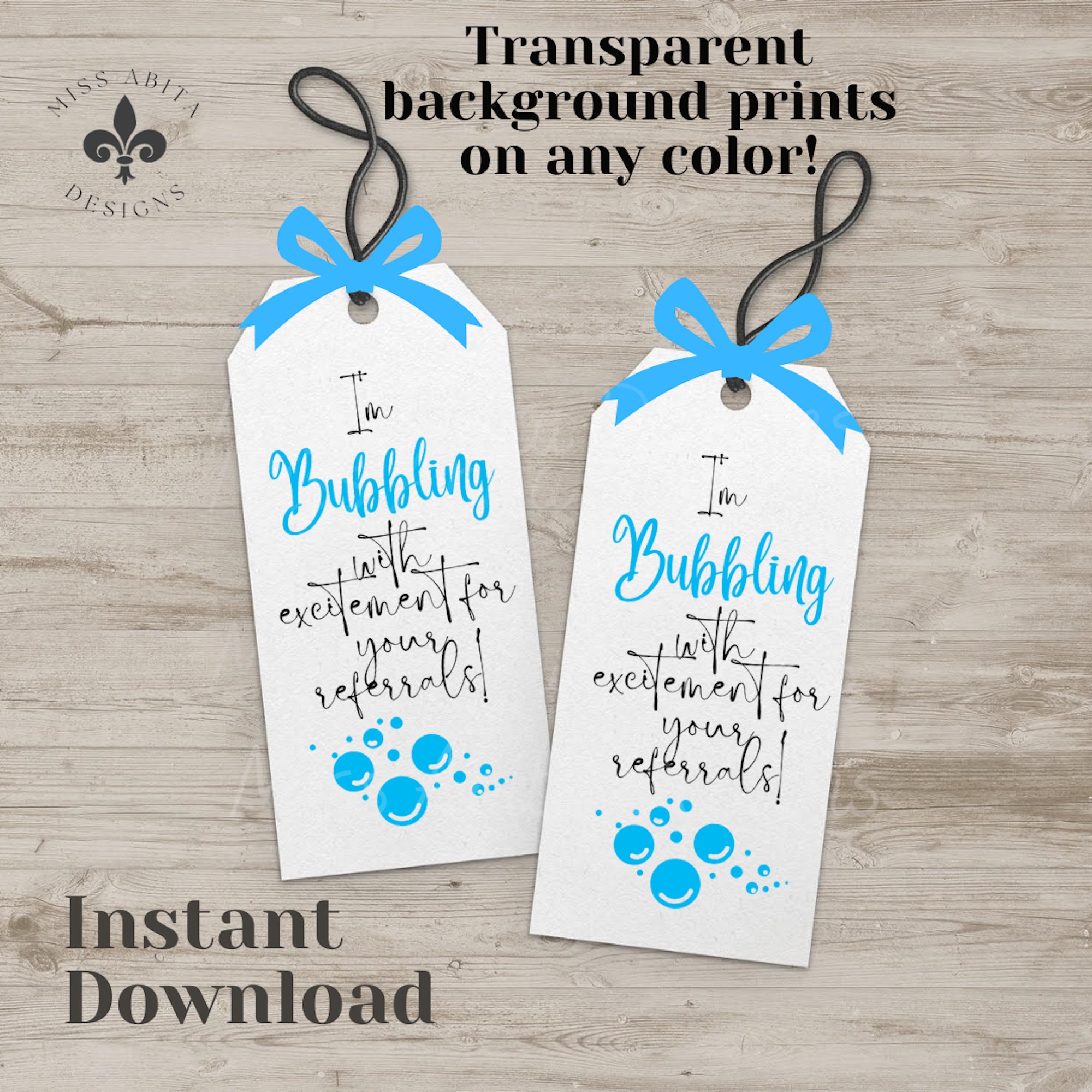 PRINTABLE Bubble Themed Real Estate Referrals Pop by Gift Tags- Instant ...