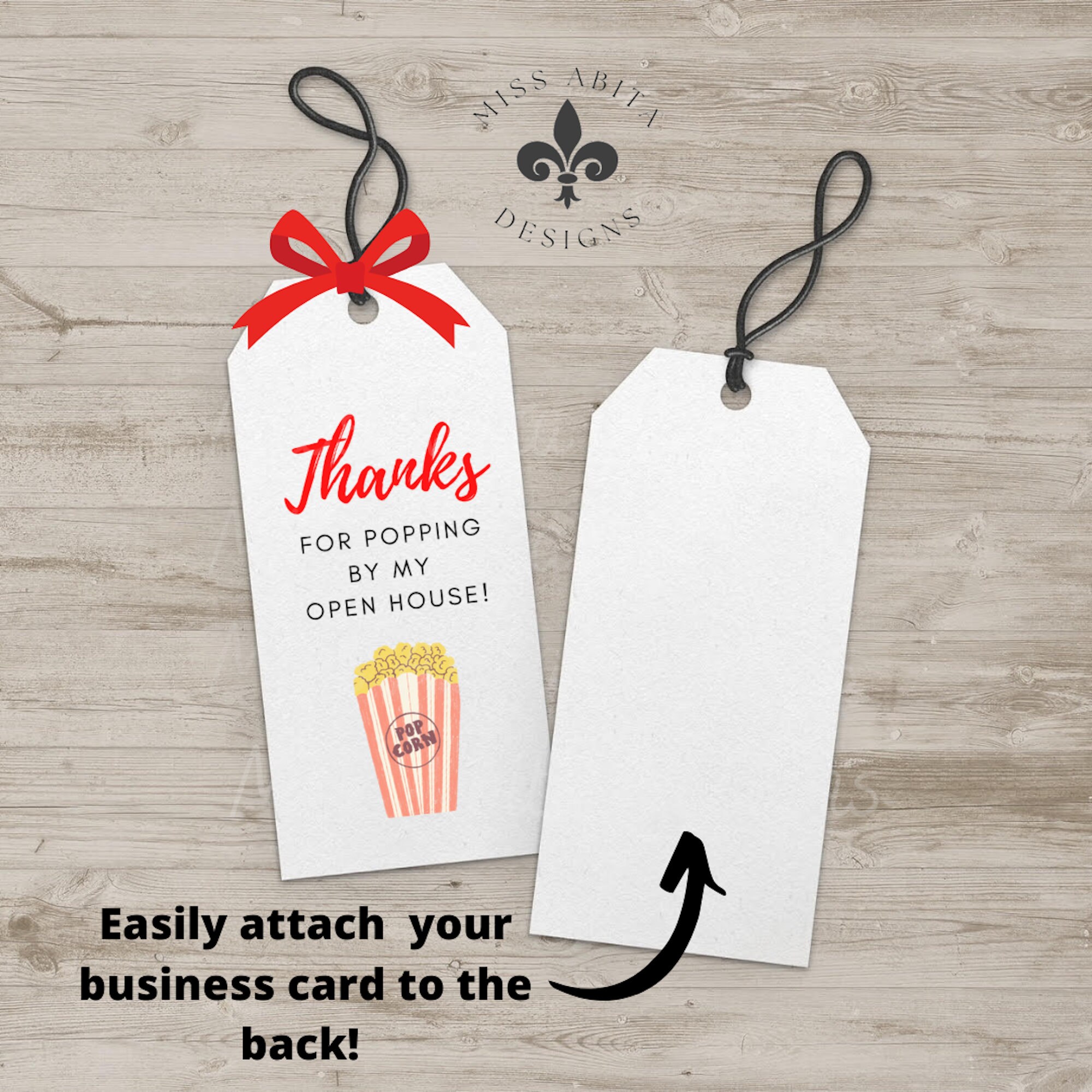 PRINTABLE Popcorn Open House Real Estate Gift Tag Thanks for Popping by ...