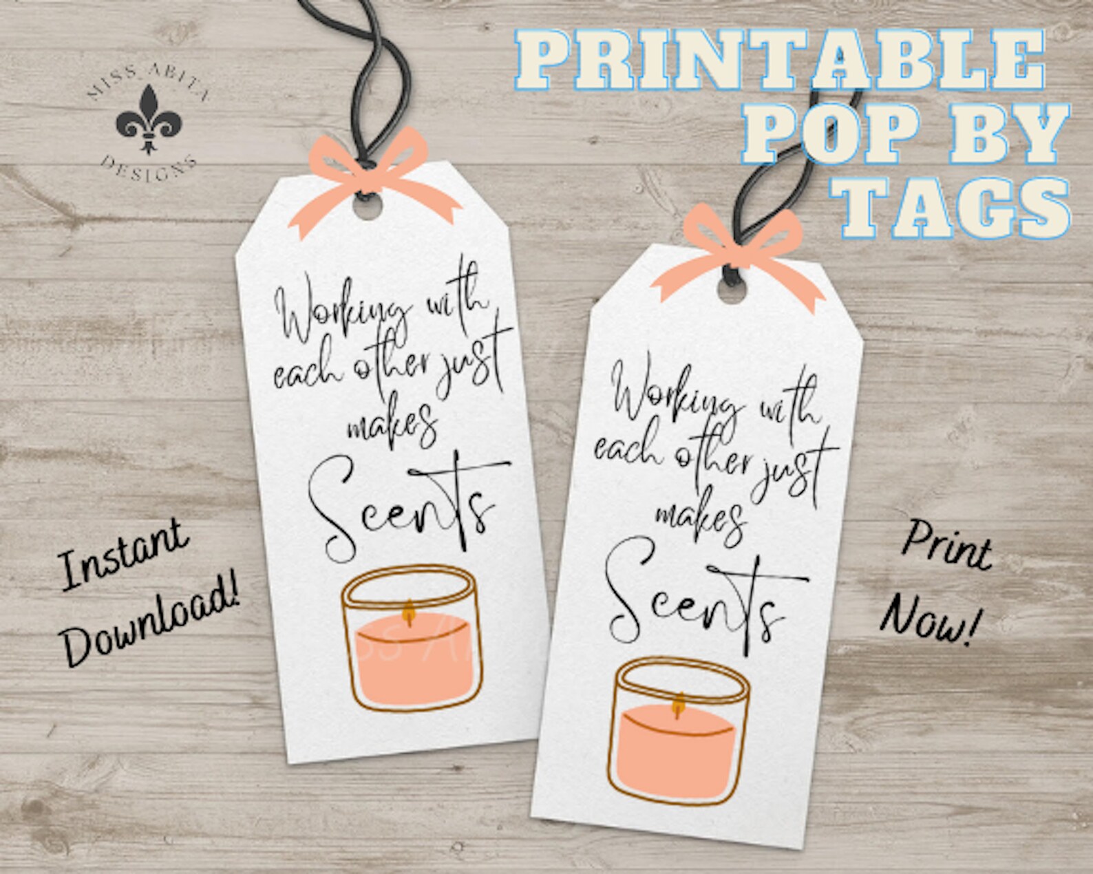 PRINTABLE Candle Themed Real Estate Pop by Gift Tags- Instant Download ...