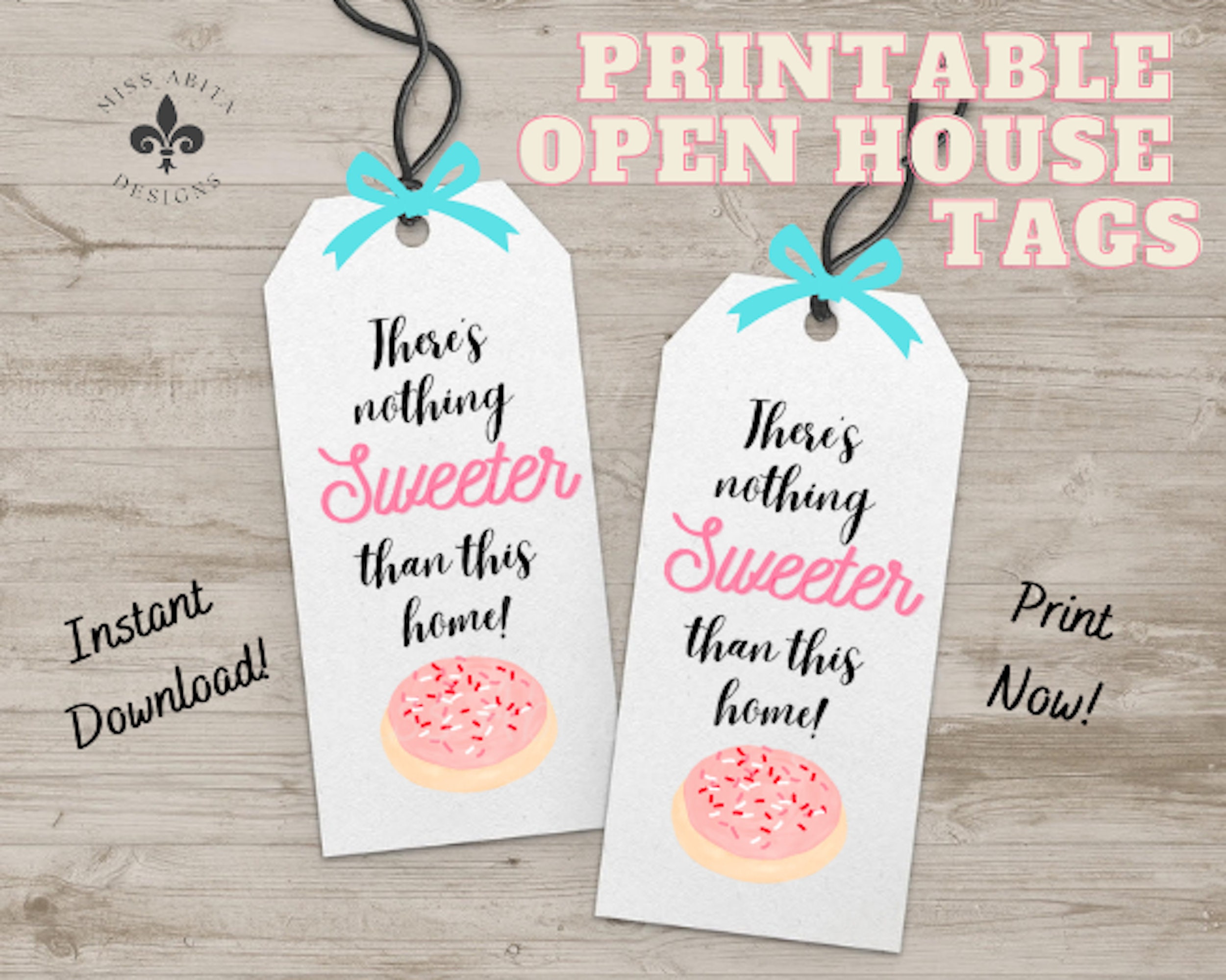 PRINTABLE Cookie Real Estate Open House Thank You Gift Tags- Instant ...