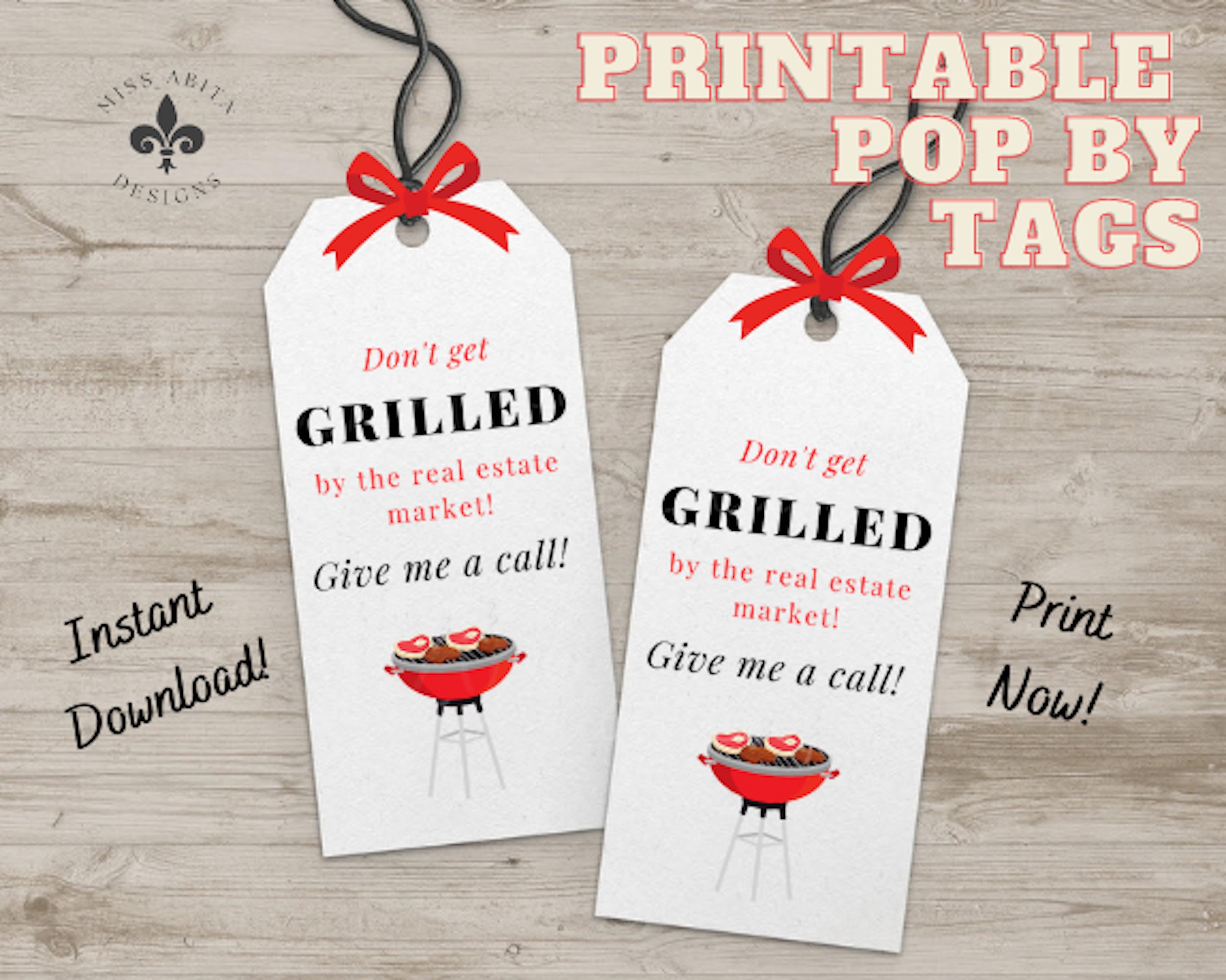 PRINTABLE Grill Pop by Gift Tags Instant Download Realtor Lender Summer ...