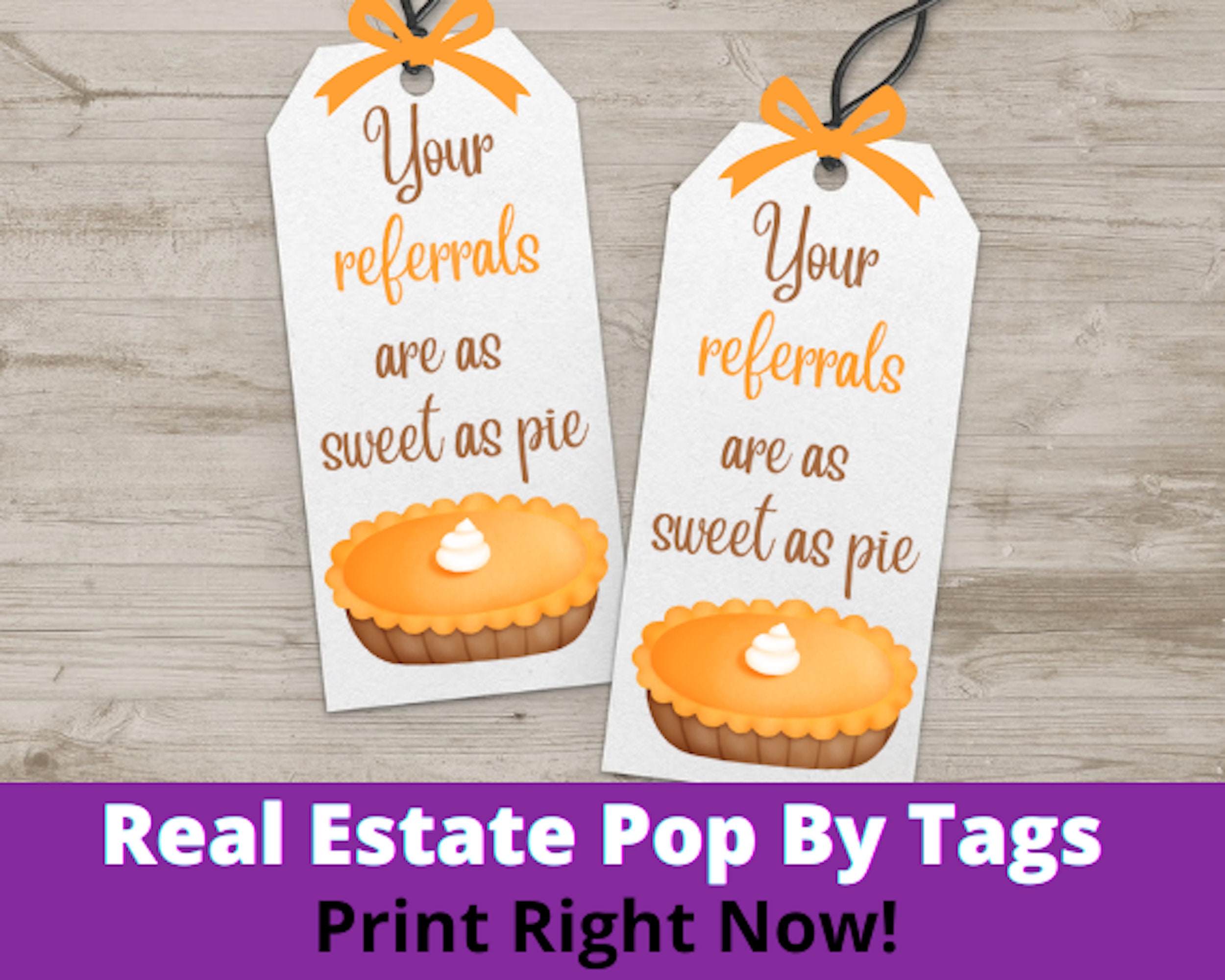 PRINTABLE Thanksgiving Pie Real Estate Pop by Gift Tags Instant ...