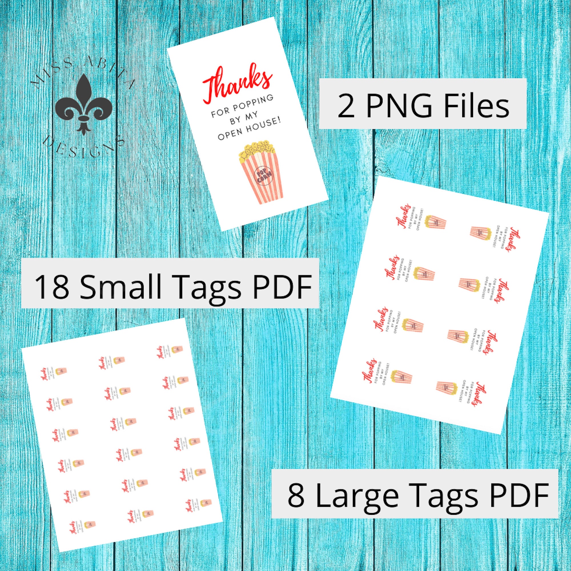 PRINTABLE Popcorn Open House Real Estate Gift Tag Thanks for Popping by ...