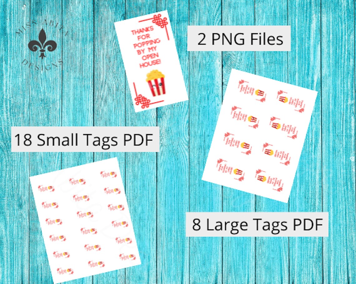 PRINTABLE Popcorn Open House Thank You Tags Instant Download Realtor ...