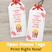 PRINTABLE Popcorn Open House Thank You Tags- Instant Download Realtor ...