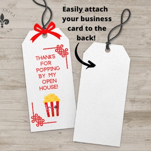 PRINTABLE Popcorn Open House Thank You Tags- Instant Download Realtor ...