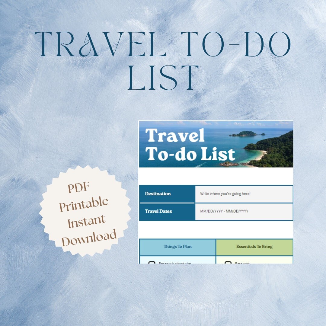 Travel To-do List Template, Travel Checklist, Vacation Checklist, Canva ...