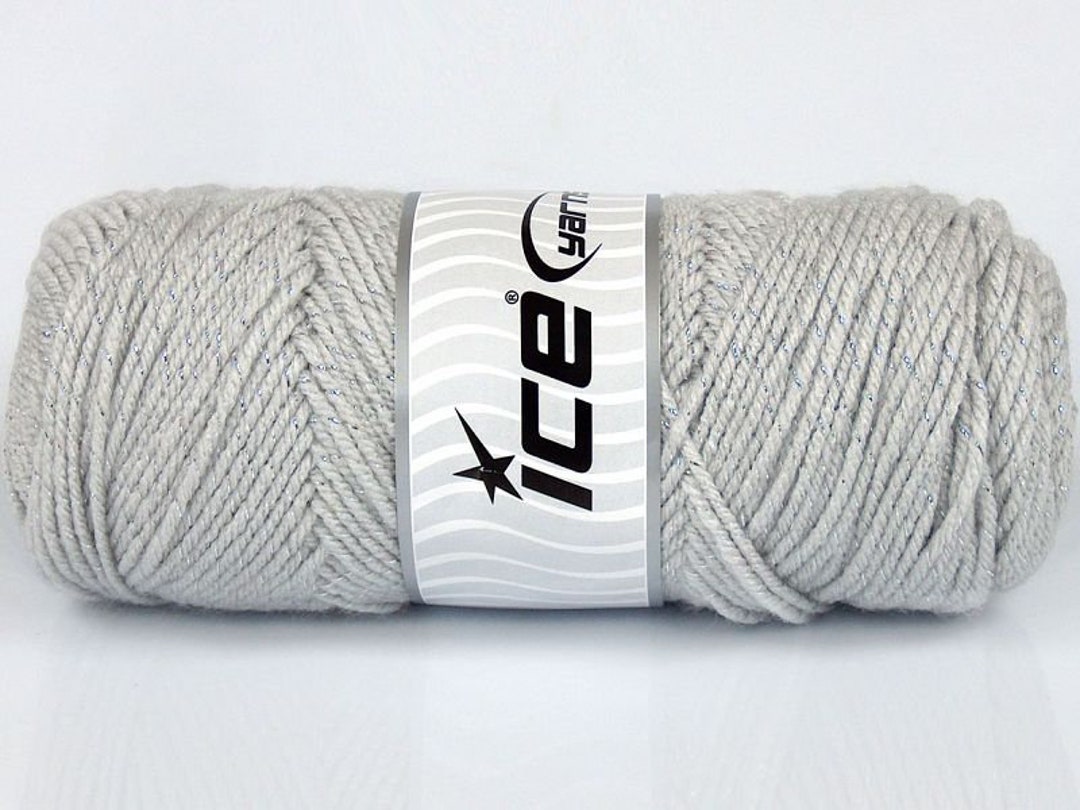 METALLIC Ice Yarn Light Grey Color 75449 for Knitting, Crocheting 100g ...