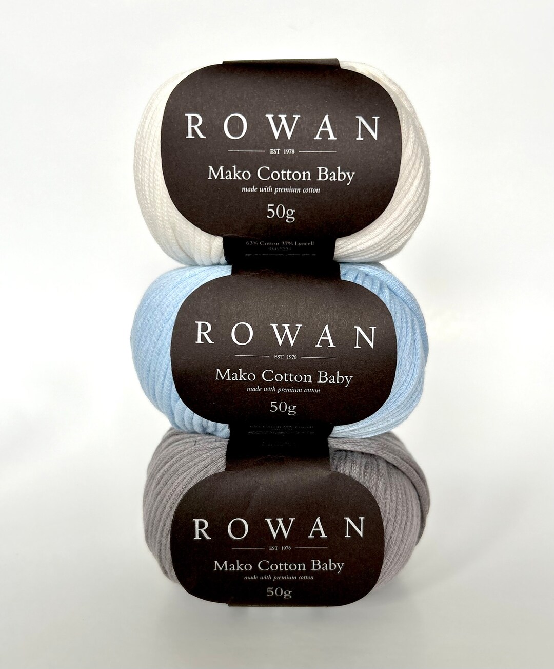 ROWAN Mako Luxurious Cotton Lyocell Baby Yarn, Chainette Yarn, Pastels ...