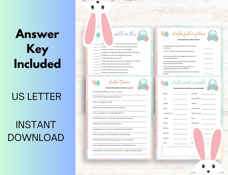 Easter Game Bundle, Printable for Kids and Adults, Easter Activities ...