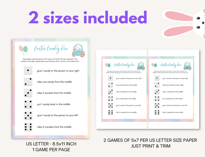 Easter Candy Dice Game, Printable for Kids, Adults, Teens, Candy Dice ...