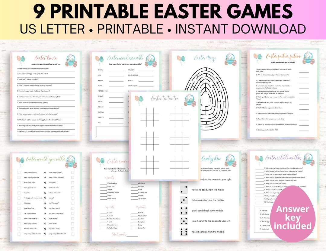 Easter Game Bundle, Printable for Kids and Adults, Easter Activities ...