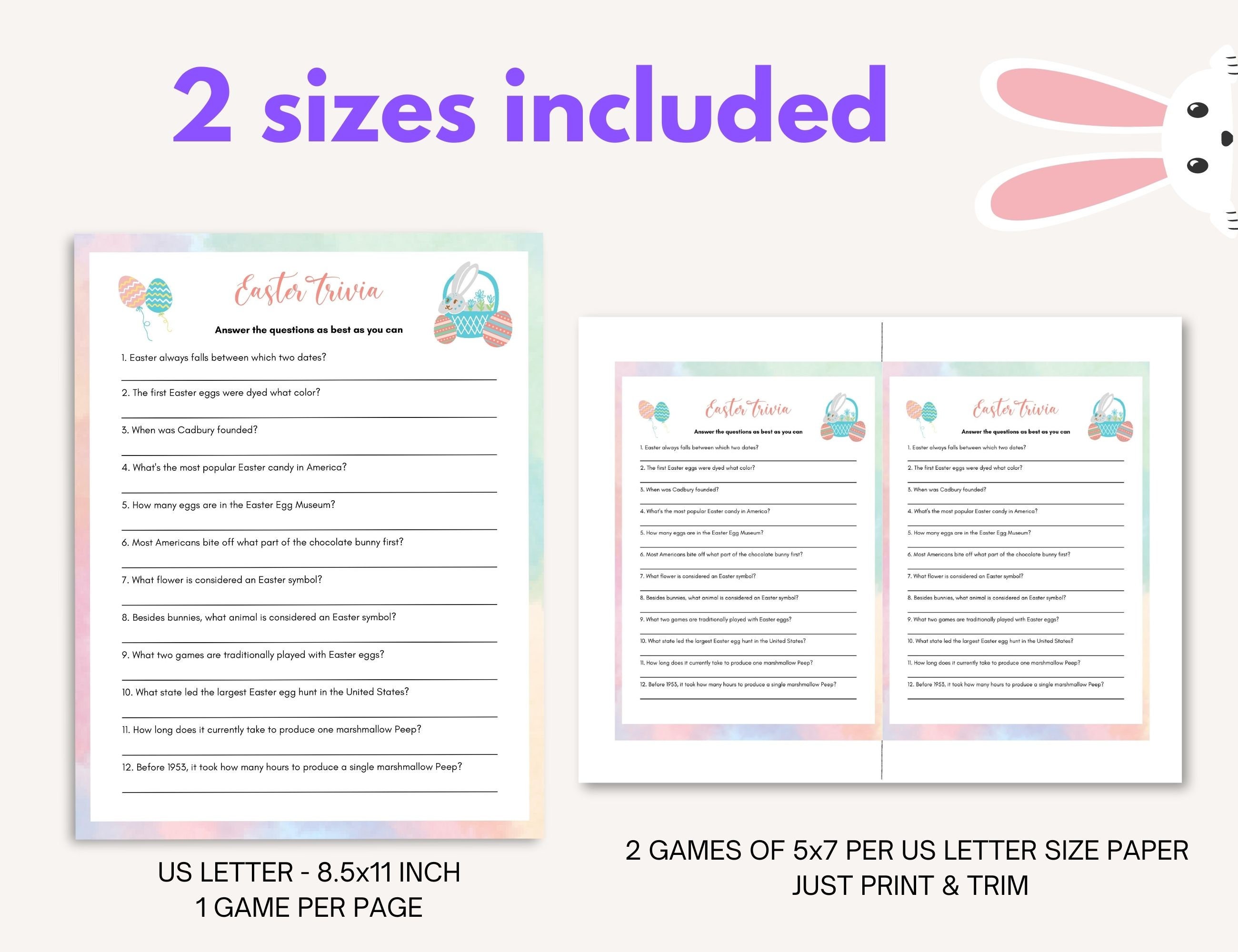 Easter Trivia Game, Printable for Kids, Adults, Teens, Easter ...