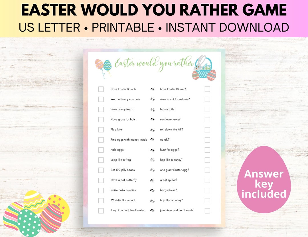 Easter Would You Rather Game, Easter Games, Easter This or That ...