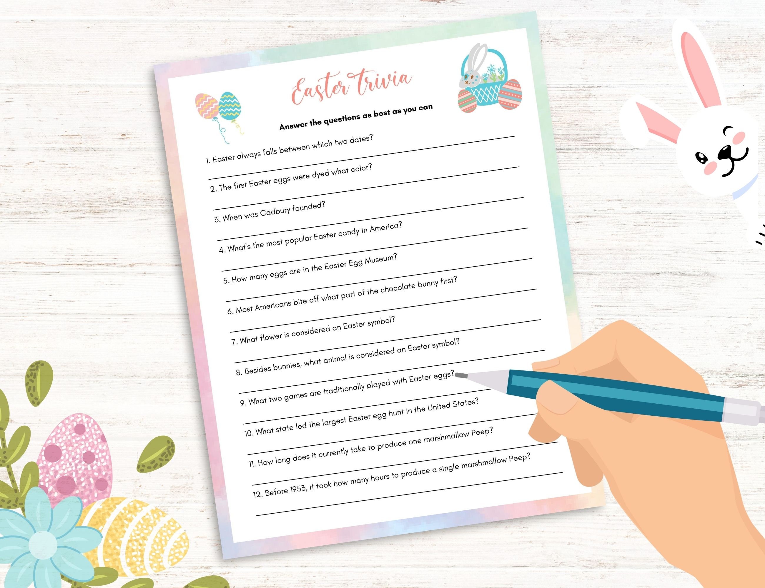 Easter Trivia Game, Printable for Kids, Adults, Teens, Easter ...