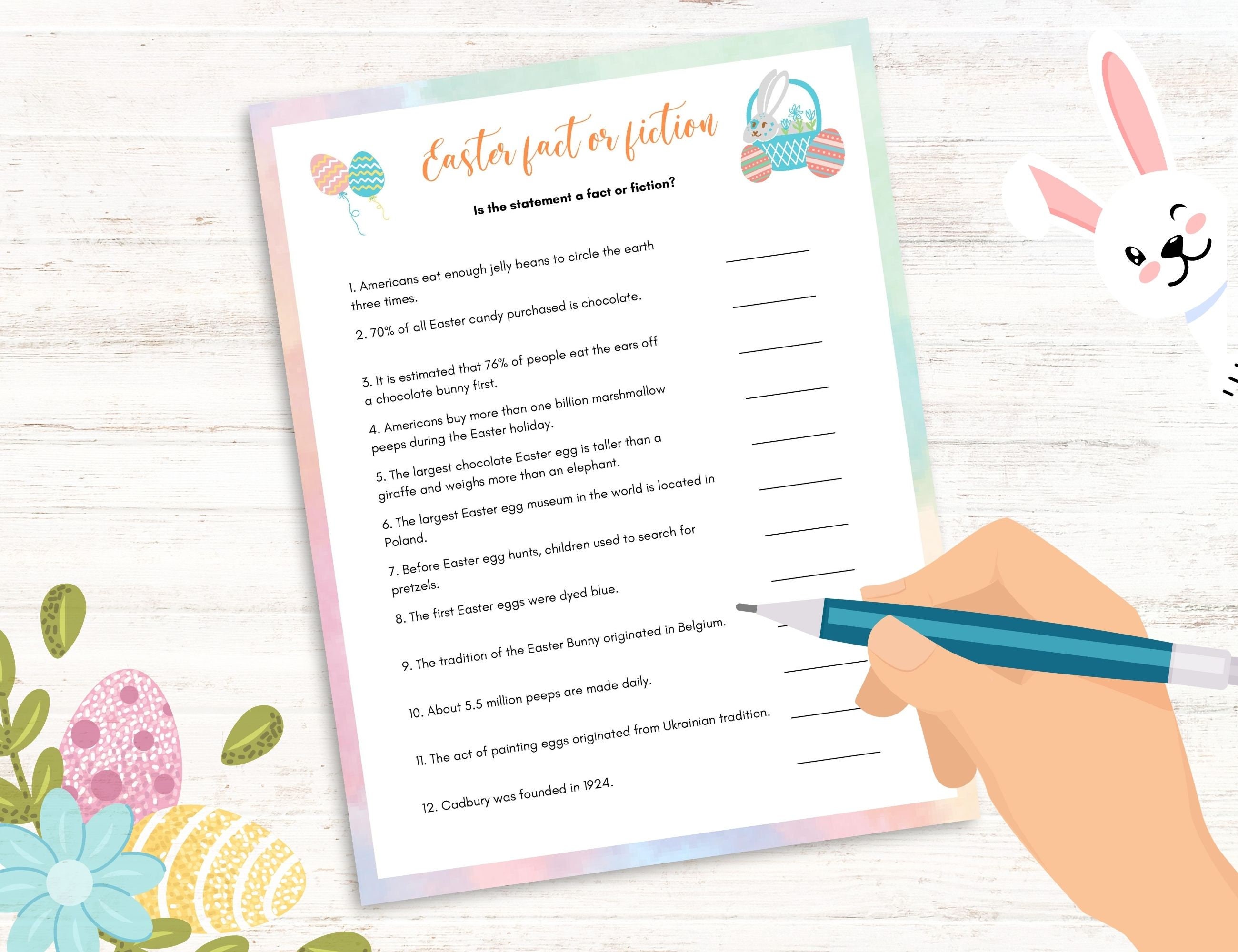 Easter Fact or Fiction, Printable for Kids, Adults, Teens, Easter ...