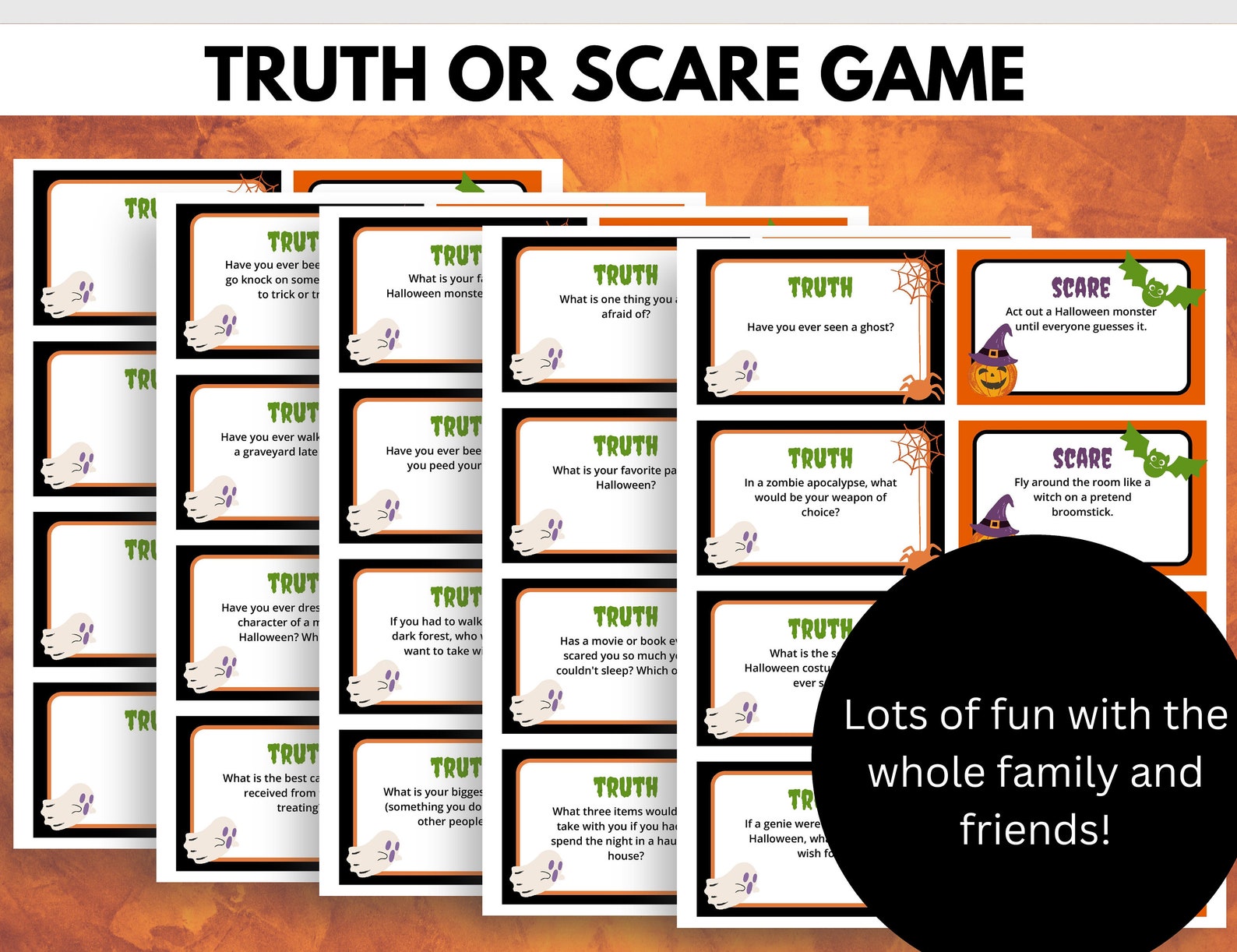Halloween Truth or Scare Game, Halloween Printable Game, Halloween ...