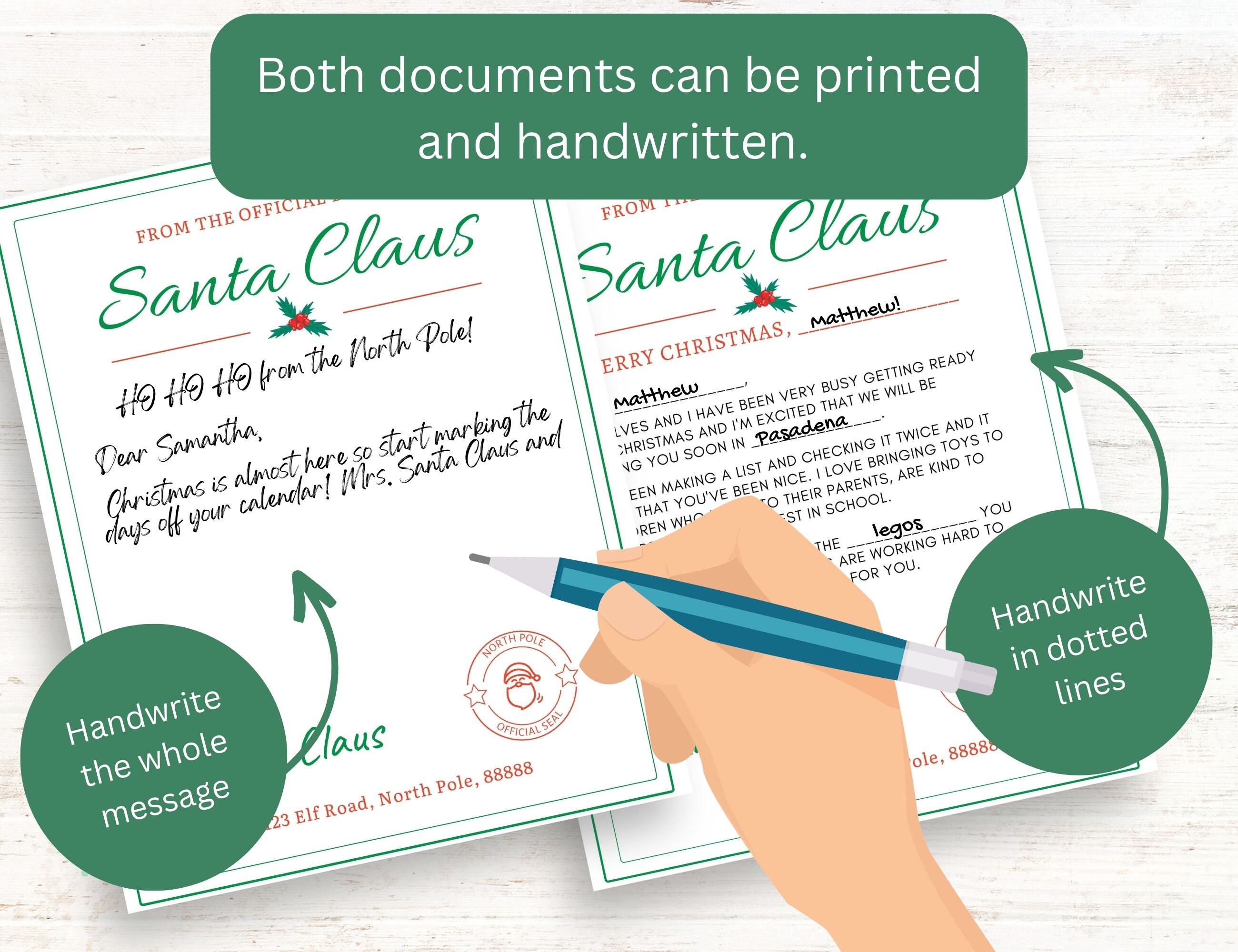 Editable Personalized Letter From Santa, Letter From Santa to Kids ...